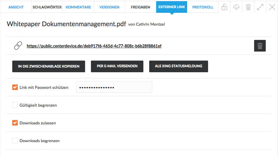 Große Dateien versenden oder mit Kollegen teilen - CenterDevice